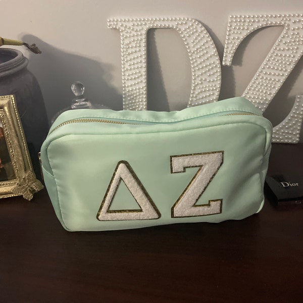 Custom Sorority Letter Bag, Chenille Patches, Zipper Bag, Greek Letters ...