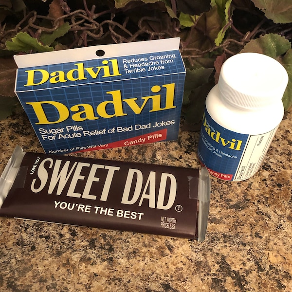Gift for Dad: the Dadvil Pack! Box/bottle of Dadvil Plus Dad-themed ...