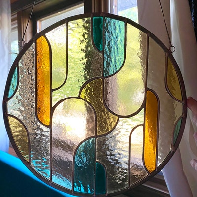 Boho Decor Stained Glass Suncatcher, Boho Stained Glass Window Hangings ...