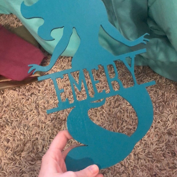 Mermaid Name Sign, Nursery Decor, Personalized Wood Sign, Wooden Name ...
