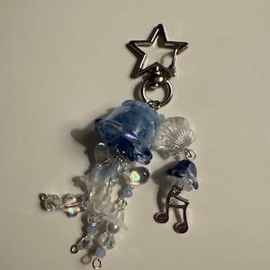 Y2k Deep Sea Dark and Light Blues Jellyfish Aesthetic Beaded Keychain ...