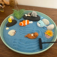 Mini Ocean Zen Garden Beach Sand Blue Desk Accessory Fun DIY Kit ...