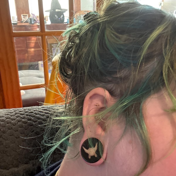 Goth Plugs and Bones, Ear Plugs, Resin Plugs, Bones Earrings, Ear ...
