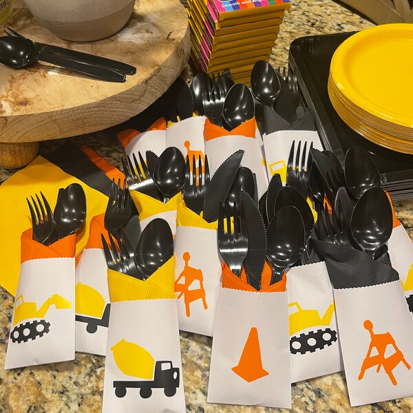 Construction Party Cutlery - Construction Birthday Party Supplies ...