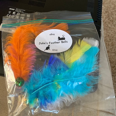 FEATHER BELL Cat Toys Jingle Bell W/feather Cats Love Them 3 Pack - Etsy