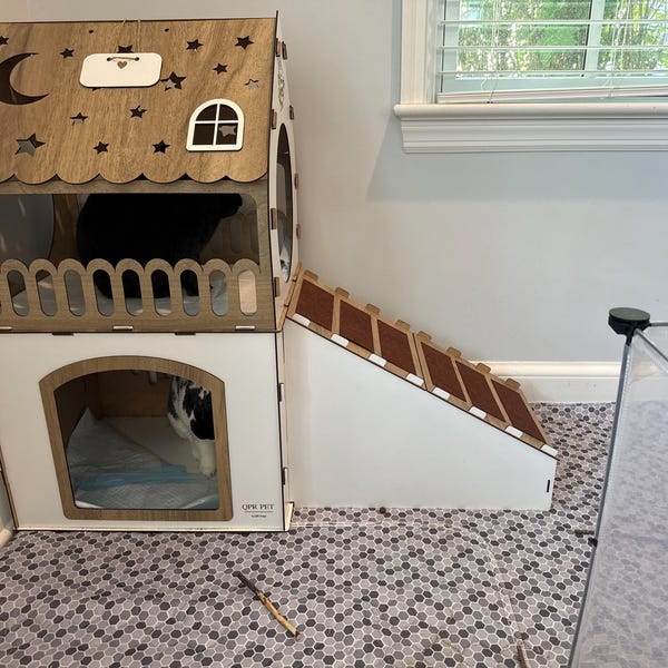 Wooden Rabbit House, Two Storey Rabbit Castle, Modern Rabbit Furniture ...
