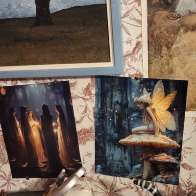 Magical Fairy Art Print Fantasy Cottagecore Picture, Midnight Fae ...