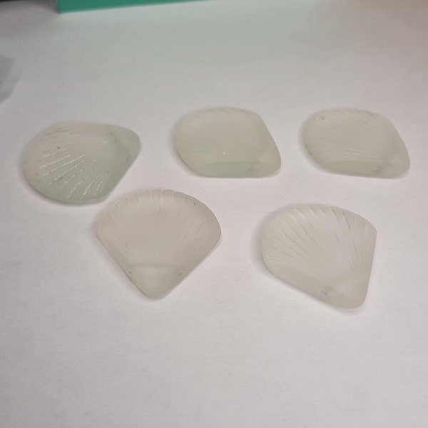 Large Sea Glass Shell Shaped Focal Beads 3pcs,sea Glass Scallop Shell ...