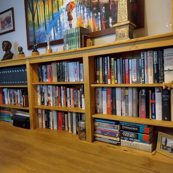 Solid Pine 8ft Tall Bookcase, Adjustable Display "heavy Duty" Library ...