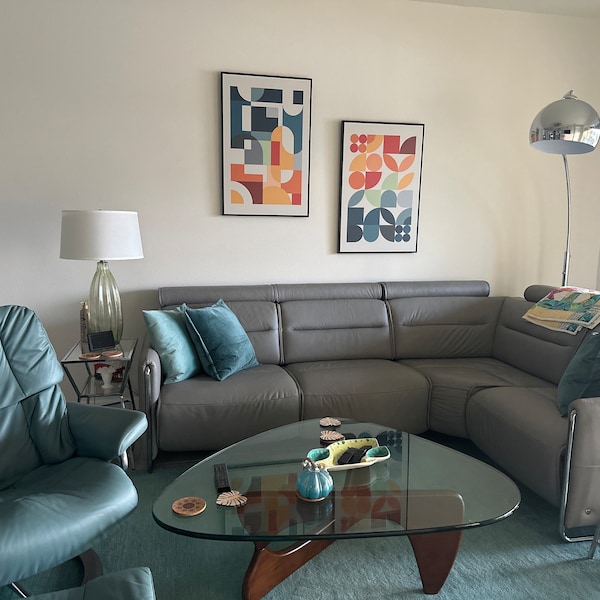 Framed Canvas Wall Art Set of 2 Colorful Geometric Color Blocks ...