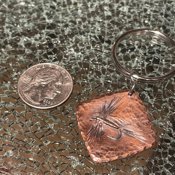 Copper Dry Fly Key Chain, Fly Fishing Gift, Fly Fishing Key Ring, Trout ...