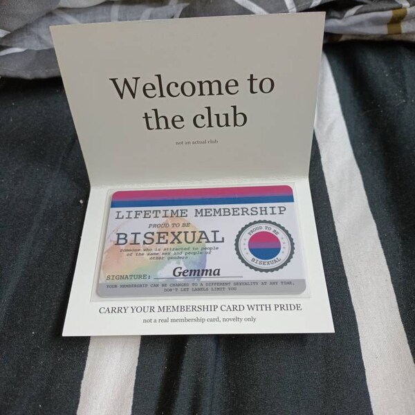 BISEXUAL Gay Pride Identity Card - Lifetime Membership Card - LGBT ...