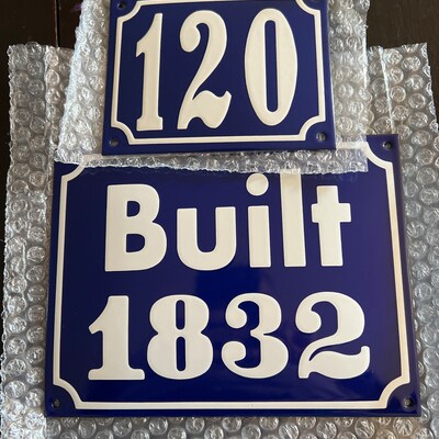 French House Number 1-200, Blue Enamel, Top Selling. Size: 5 1/2 X 4 3/ ...