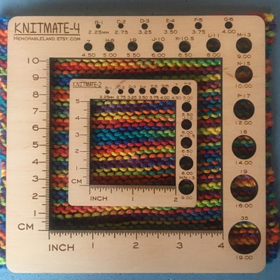 Knitmate © Universal Knitting Rulers Knitting Needle and Crochet Hook Gauge Wooden Gift for ...