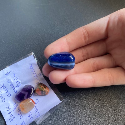 Blue Agate Tumbled Stone, Blue Agate, Tumbled Stones, Crystals, Stones ...
