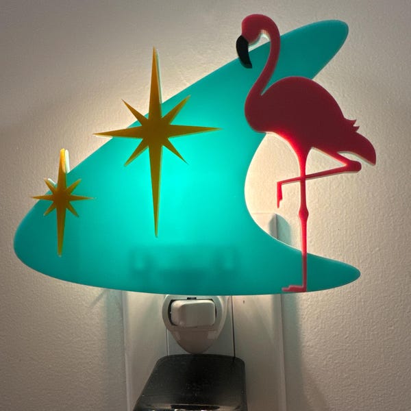 Mid Century Modern "atomic Flamingo" Night Light: Retro Boomerang - Etsy