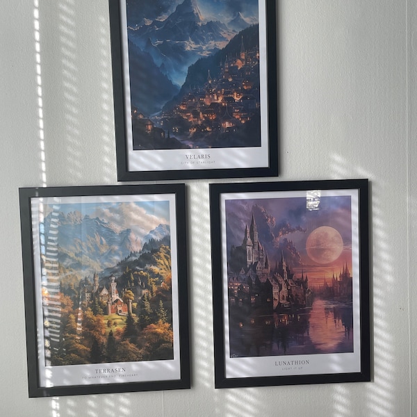 Lunathion, Terrasen and Velaris Prints, Sarah J Maas Cities Set, ACOTAR ...