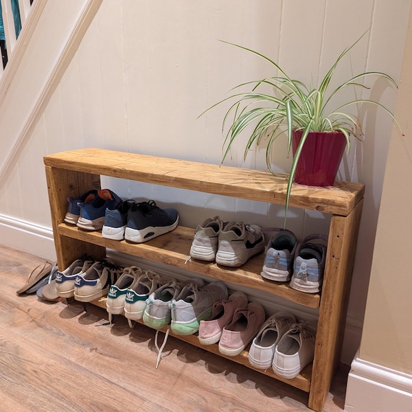 Shoe Rack | Rustic Shoe Rack | Wooden Shoe Rack | Shoe Bench | Shoe ...