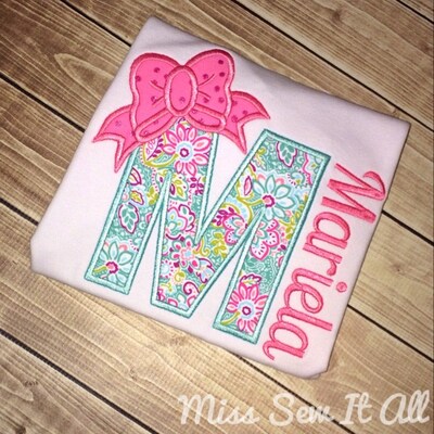 Bow Alphabet Letter Set A-Z Applique Machine Embroidery Design 4 Sizes ...