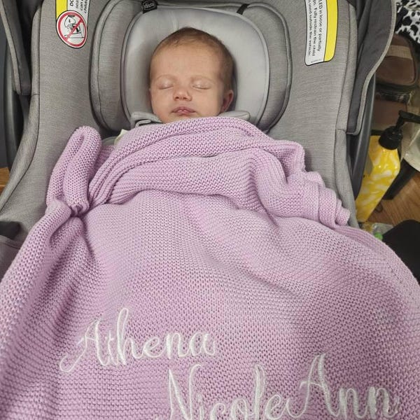 Baby Blanket Set, Embroidered Name, Stroller Blanket, Newborn Baby Gift ...