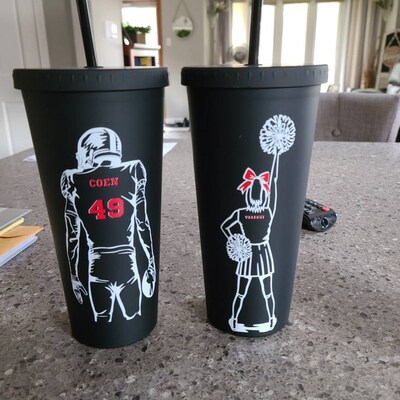 Football Water Bottle W/straw Lid Football Momtumbler Water - Etsy