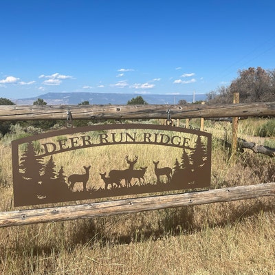 Large Entrance Gate Farm Sign With Horse Cows and Dogs, Entrance Sign ...