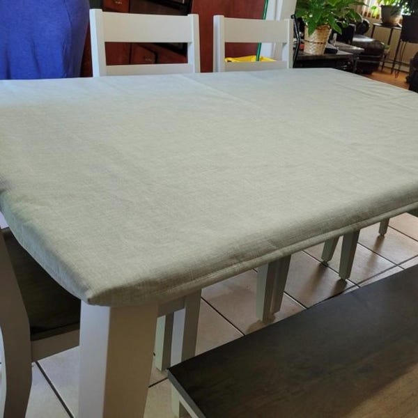 PADDED LINEN Tablecloth NOLAN Stain-resistant Custom Size Fitted ...