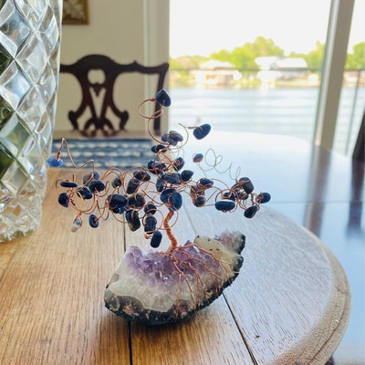 2 Foot Tall Silver Wire Tree Sculpture on Obsidian Base One - Etsy