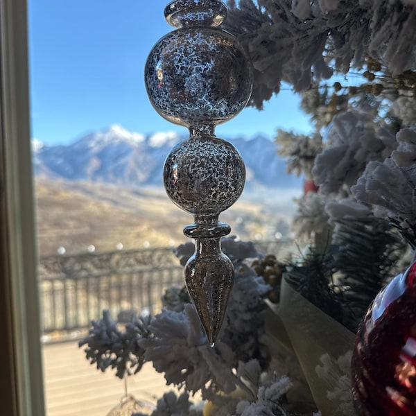 Set of 6 Mercury Glass Finials, Hand Blown Glass Christmas Ornaments - Etsy