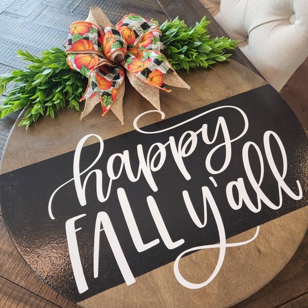 Fall Front Door Decor | Happy Fall Y'all | Fall Door Hanger | Fall ...