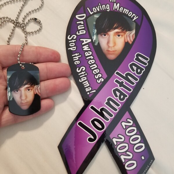 Personalized Opioid and Overdose Awareness Ribbon Magnet - Add Photo or ...