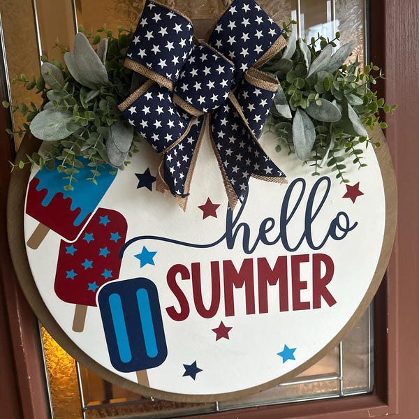 Summer Front Door Decor | Hello Summer | Summer Door Hanger | Summer ...