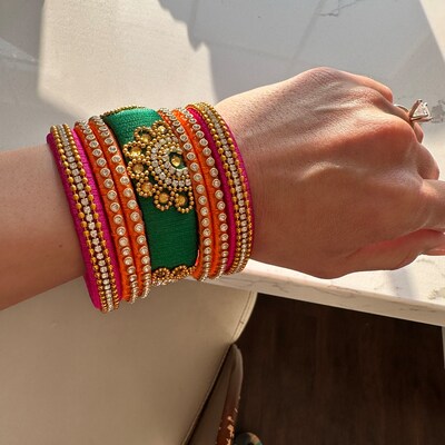 Silk Thread Indian Bangles Set - Etsy