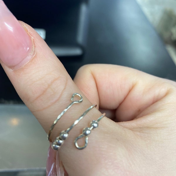 Fidget Thumb Ring, 925 Sterling Silver Wire & Balls, Hand Hammered ...