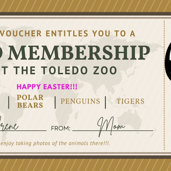Zoo Membership Ticket Template, Season Pass Gift Certificate, Fun ...