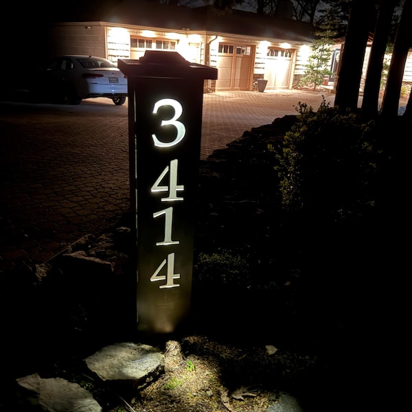 Address Column - Garden Pillar - / Steel Metal Art / Metal Decor ...