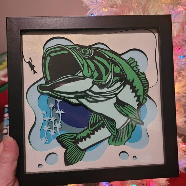 3d Fishing Svg - Shadow Box Svg, Fish Svg - Etsy