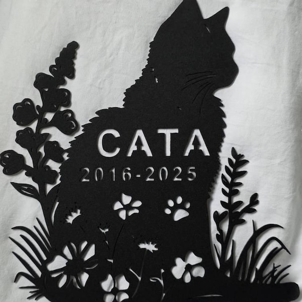 Personalized Metal Cat Grave Marker,cat Memorial Stake With Flowers ...
