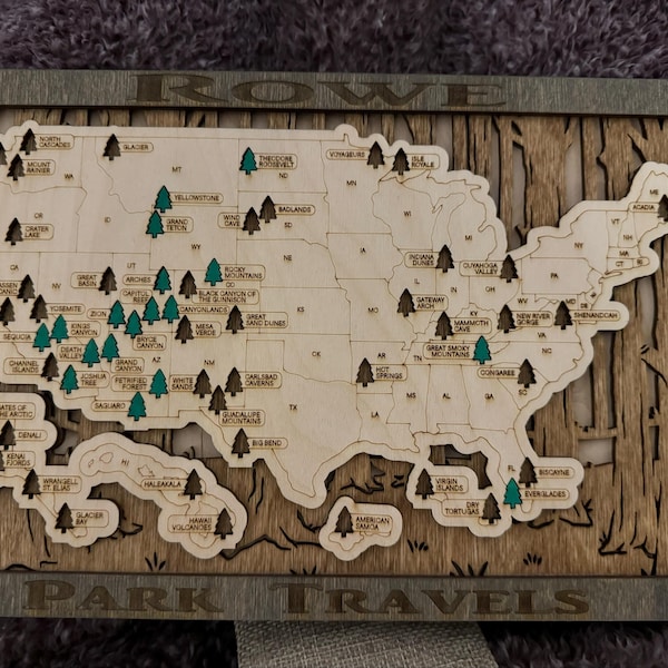 National Parks Travel Map - Shelf Decor - Gift for Travelers - USA ...