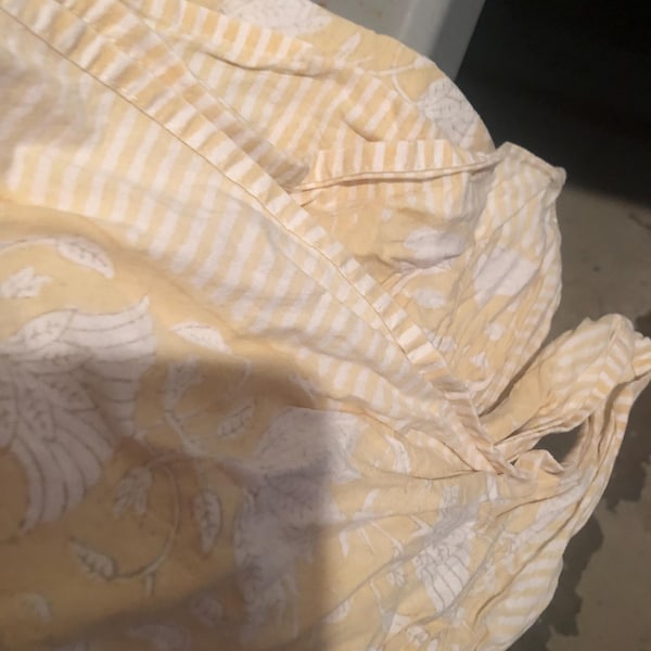 Hand Block Printed Mustard Yellow & White Tablecloth, Table Decor Linen ...