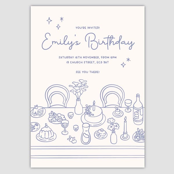 Minimal Hand Drawn Dinner Party Menu Invitation, Reception Dinner ...