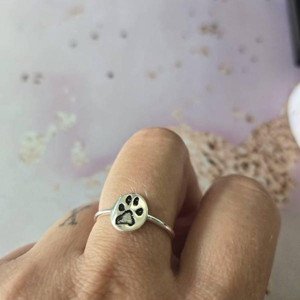 Personalized Paw Print Ring •pet Memorial Gift •custom Paw Print Ring ...