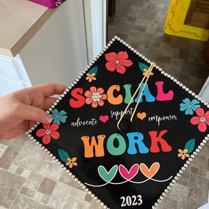 Custom Graduation Cap Topper, Personalized Social Work Grad Cap Topper ...