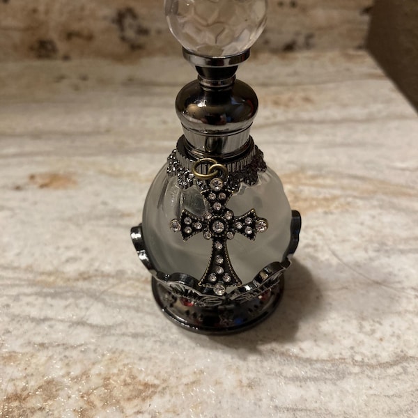 Gothic, Black Floral, Cross-charmed, Empty, Perfume Bottle, 15ml - Etsy