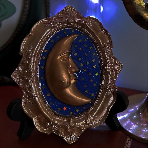 Man in the Moon Miniature Gold Ornate Frame, 90s Celestial Decor ...
