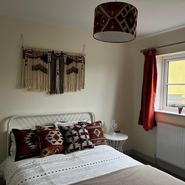 Linen Kilim Turkish Style Lampshade. Geometric Ikat Terracotta and Rust ...