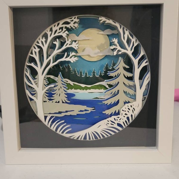 Mountain Landscape Shadow Box SVG Template, 3D SVG Shadowbox, DIY Cabin ...