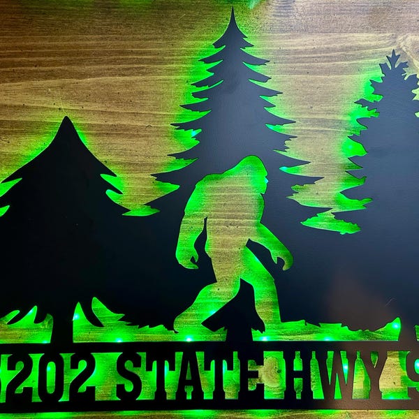 Custom Bigfoot Metal Wall Art Led Light, Bigfoot in Forest, Sasquatch ...