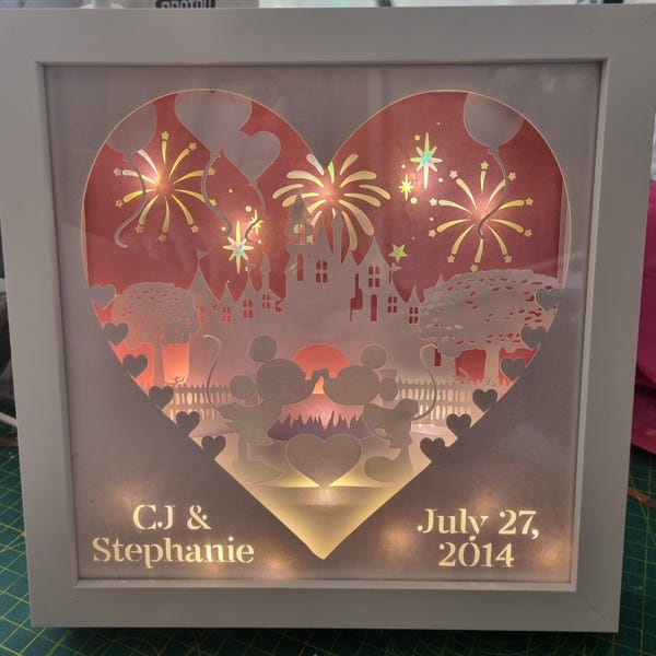 Woodland Deer in Moonlight 3D Light up Shadow Box Set in High Quality 9 ...