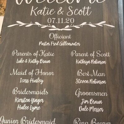 Wedding Program Sign Bridal Party Sign Alternative Wedding Program ...